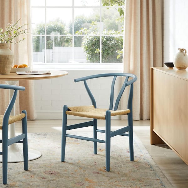 MODWAY Amish Wood Rope Dining Room Chair in Harbor Blue-29 Inch Tall ...