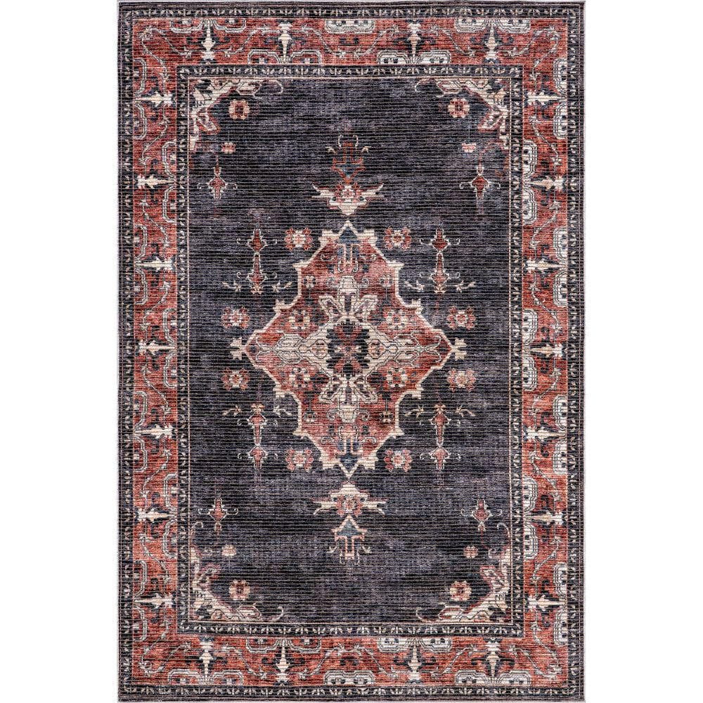 RUGS USA Wild Orchid Machine Washable Charcoal 6 ft. x 9 ft RUGS USA Wild Orchid Machine Washable Charcoal 6 ft. x 9 ft