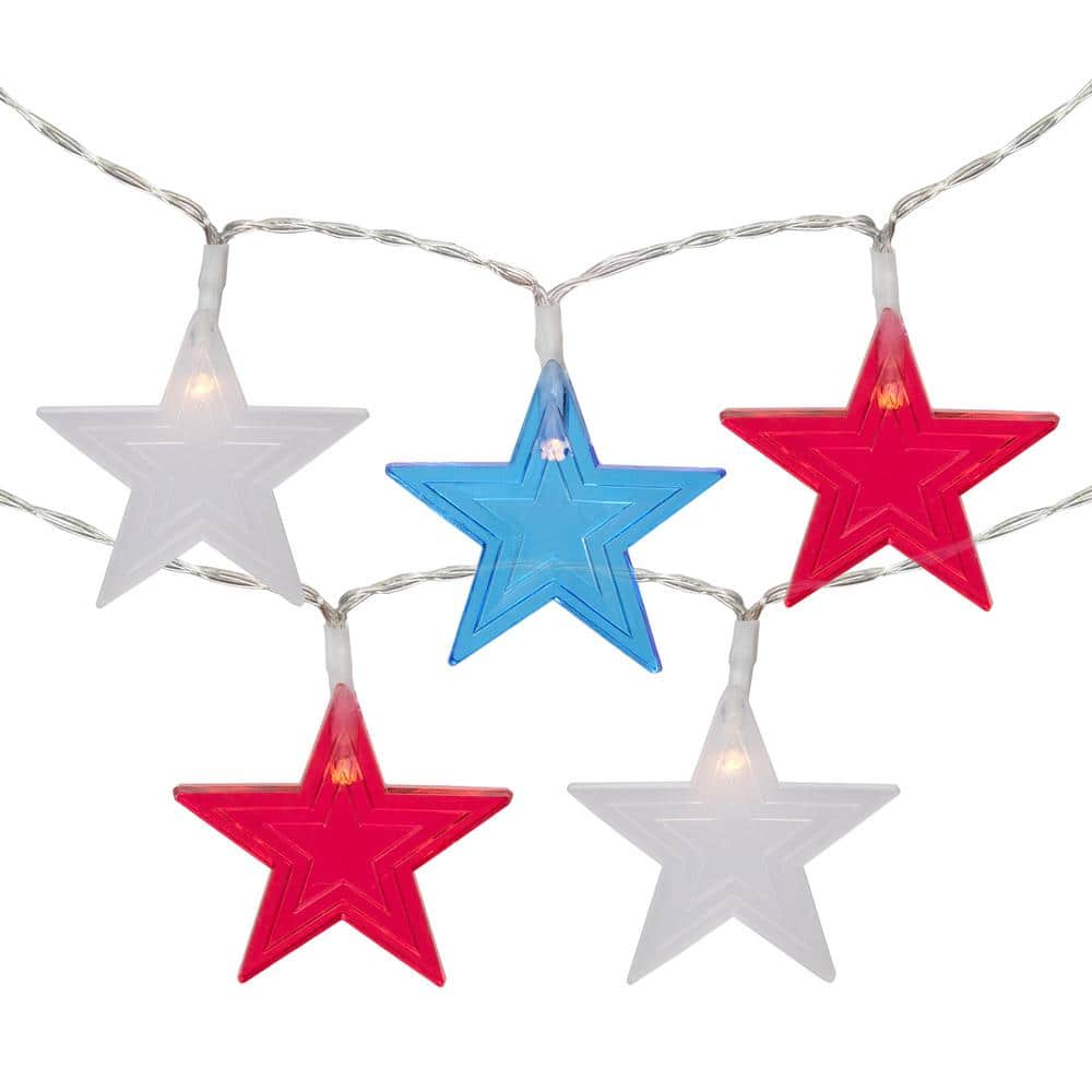 Northlight 20-Count Patriotic Americana Star LED String Lights 9.5 ft ...
