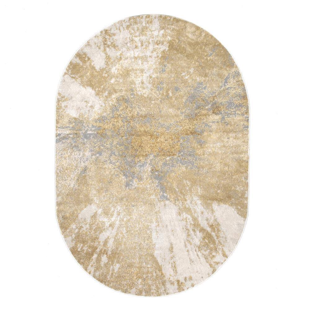 nuLOOM Contemporary Cyn Gold 6 ft. 7 in. x 9 ft. Oval Abstract Rug ...