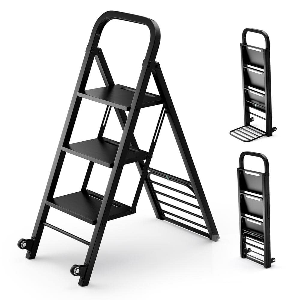 ANGELES HOME Reach 3.75 ft. Metal 2 in 1 Hand Truck and Ladder Combo ...