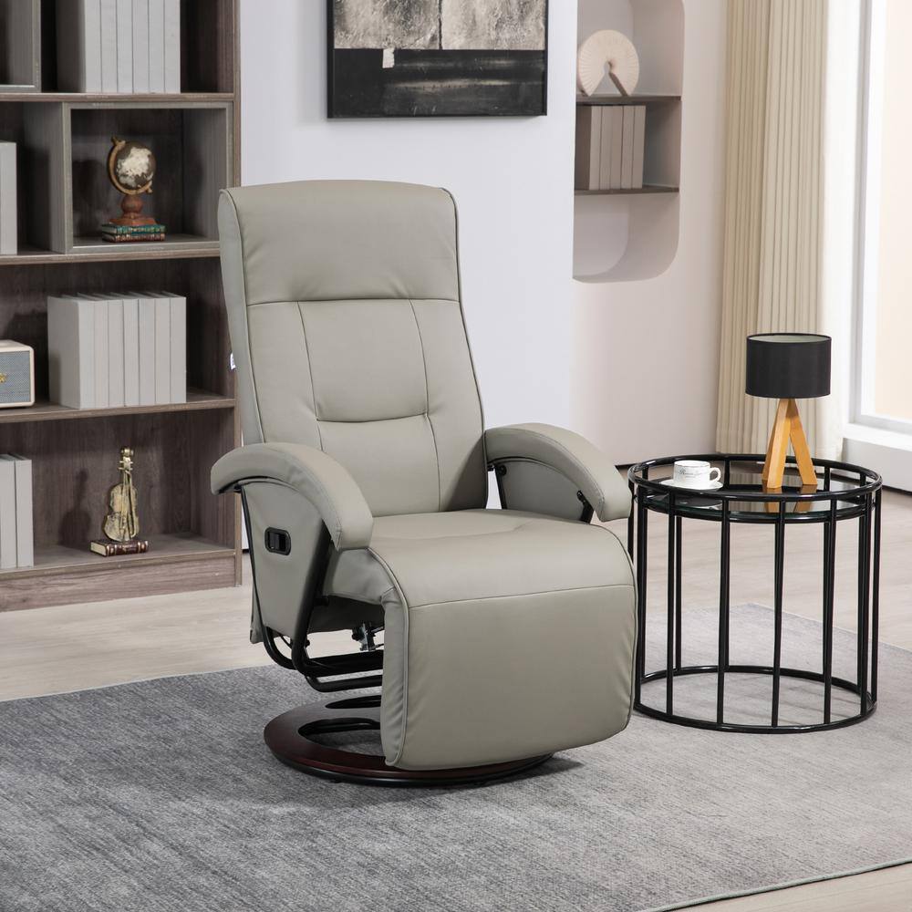 HOMCOM PU Swivel Recliner with Footrest with 135 ° Adjustable Backrest ...