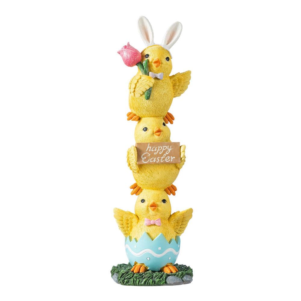 Glitzhome 13.25 in. H Easter Resin Stackable Chickens Table Decor ...