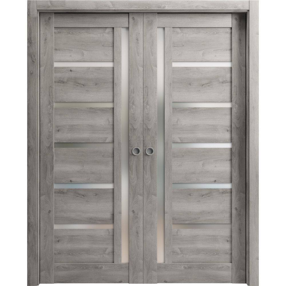Sartodoors 48 in. x 84 in. 2 Panel Nebraska Grey Finished Solid MDF ...