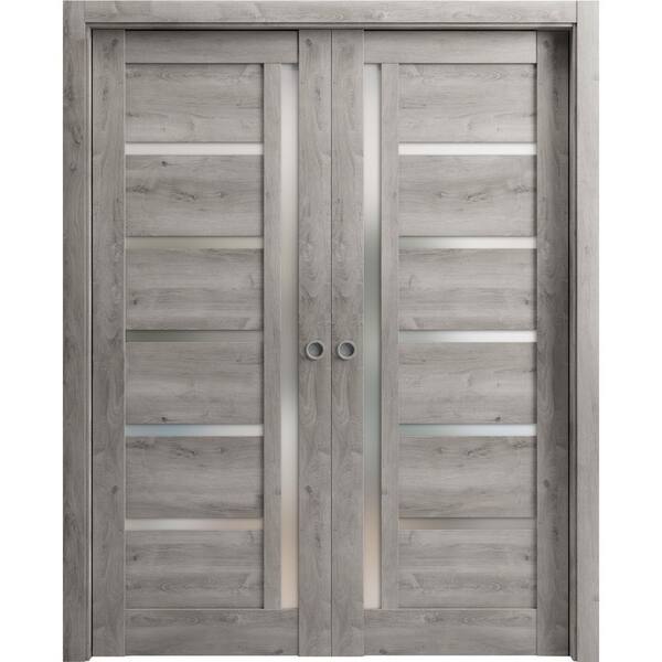 Sartodoors 60 in. x 80 in. 2 Panel Nebraska Grey Finished Solid MDF ...