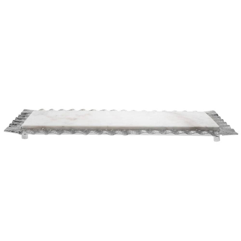 HomeRoots White Rectangle Ceramic 18 in. Decorative Serving Tray ...