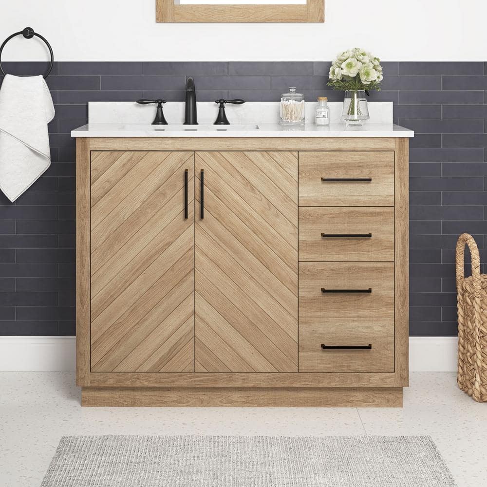 Reviews for Glacier Bay Huckleberry 42 in. Single Sink Weathered Tan ...