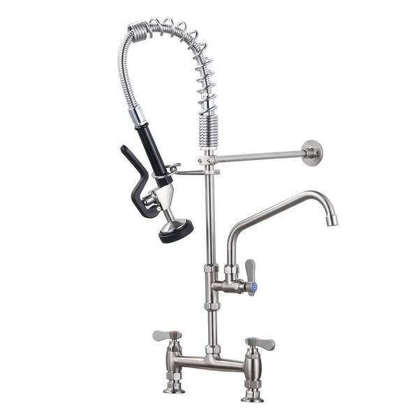 ALEASHA Triple Handle Pull Down Sprayer Kitchen Faucet with Pre-Rinse ...