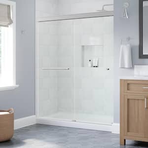 Delta Portwood 52 to 60 in. W x 70-1/4 in. H Semi-Frameless Sliding ...