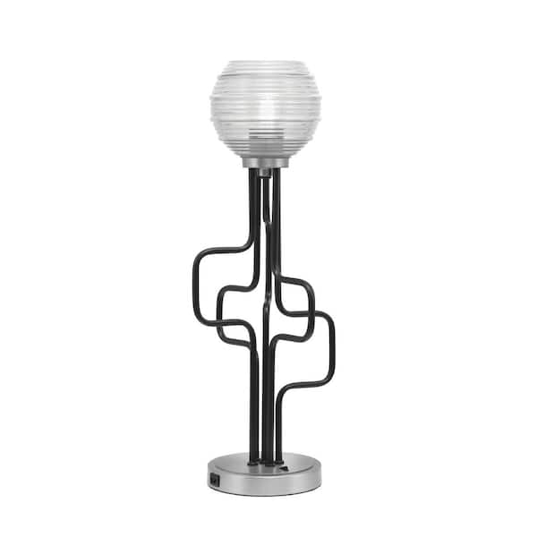 Elonia 22.75 in. Matte Black/Graphite Accent Lamp, with USB Ports, with ...