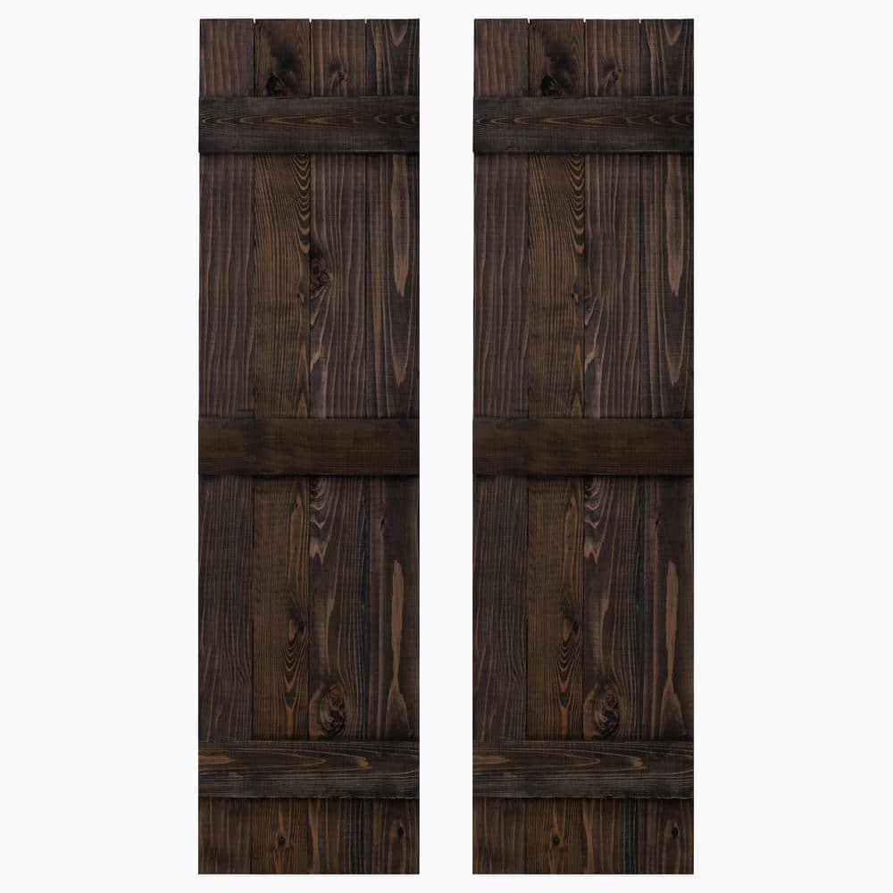 14 in. x 42 in. Traditional Wood Board and Batten Shutters Pair in ...