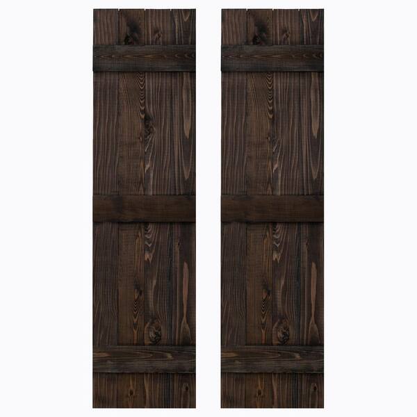 14 in. x 42 in. Traditional Wood Board and Batten Shutters Pair in ...