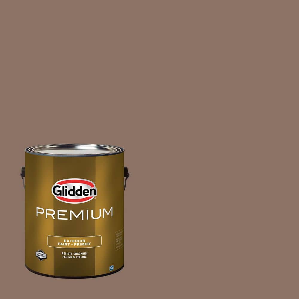Glidden Premium 1-gal. PPG1073-6 Derby Brown Satin Exterior Latex Paint ...