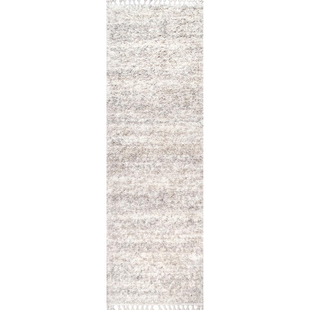 StyleWell Contemporary Brooke Shag Ivory 2 ft. 6 in. x 6 ft. Indoor ...