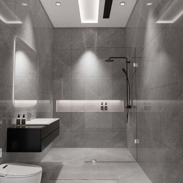 NANAWO 32 in. W x 78 in. H Frameless Fixed Single Panel Shower Screen ...