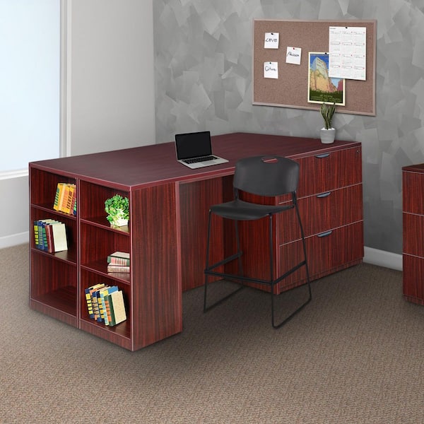 Regency Legacy 85 in. Mahogany Stand Up Desk / 3 Lateral File Quad with ...