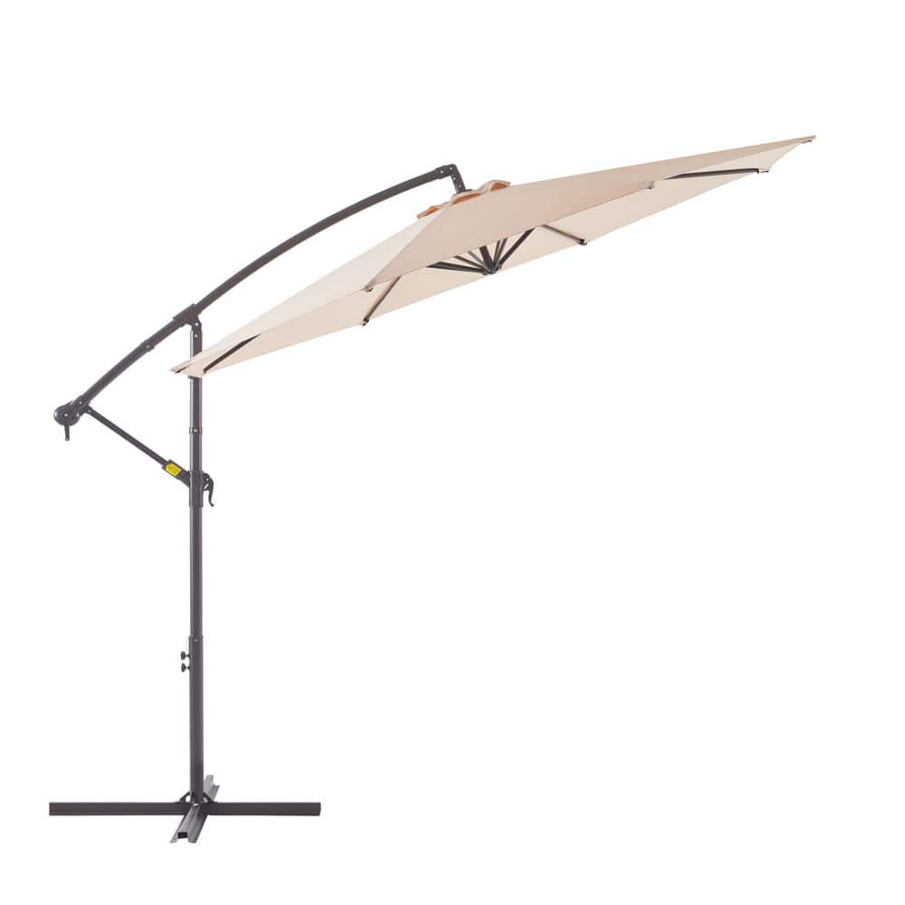 PASAMIC 10 ft. Aluminum Patio Offset Umbrella Outdoor Cantilever ...