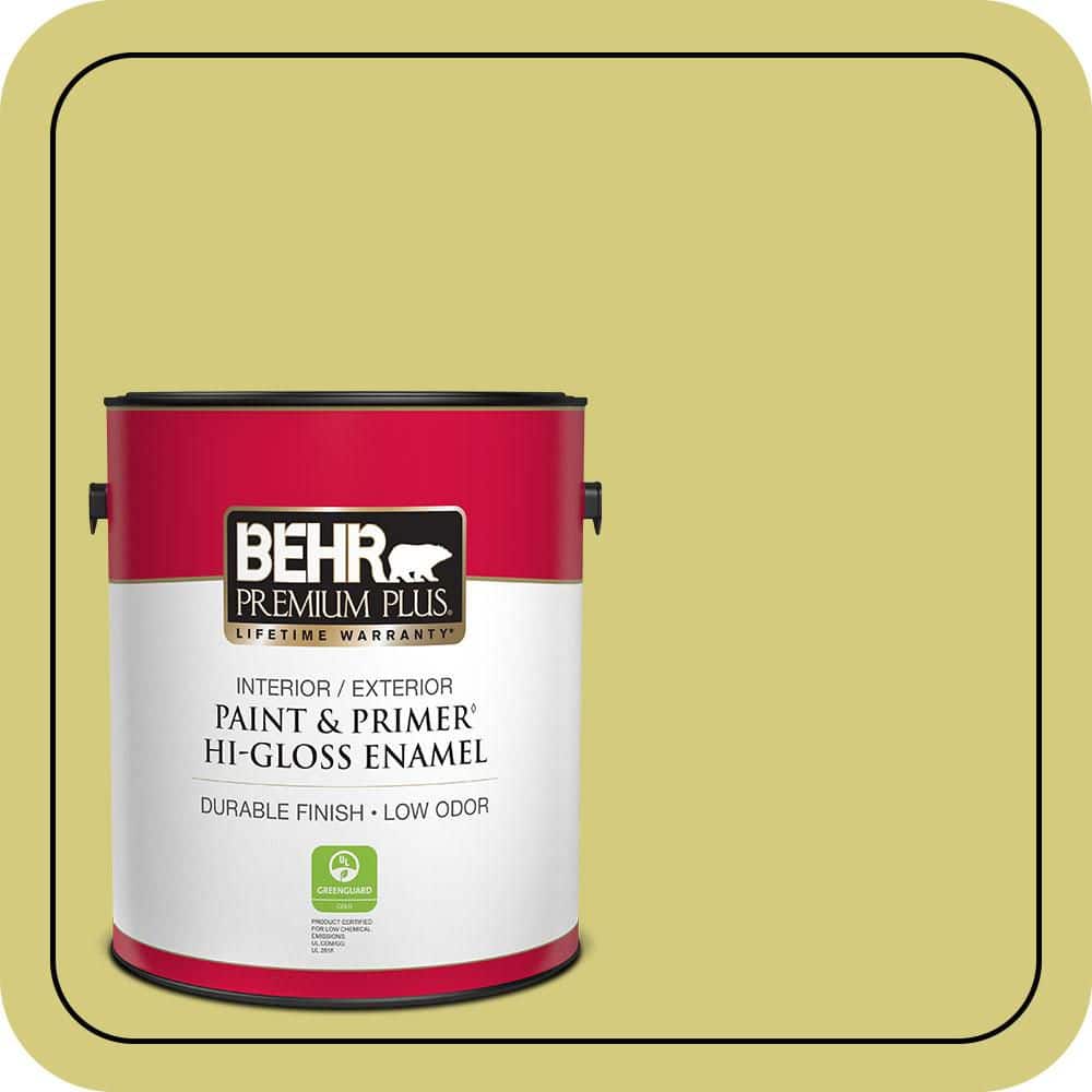 BEHR PREMIUM PLUS 1 gal. #P350-4 Spring Grass Hi-Gloss Enamel Interior ...