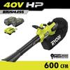 RYOBI 40V HP Brushless 100 MPH 600 CFM Cordless Leaf Blower/Mulcher ...