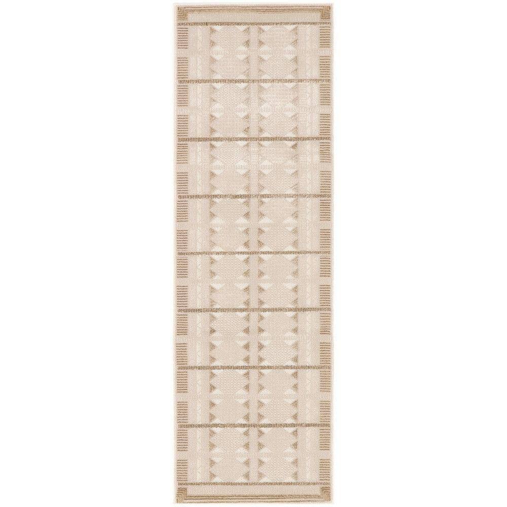 Nourison Nordic Taupe 2 ft. x 6 ft. Geometric Contemporary Runner Area ...