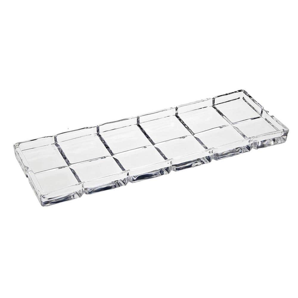 HomeRoots Clear Rectangle Crystal 13.11 in. Decorative Serving Tray ...
