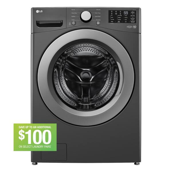 LG 5.0 cu. ft. Stackable Front Load Washer in Middle Black with 6 ...