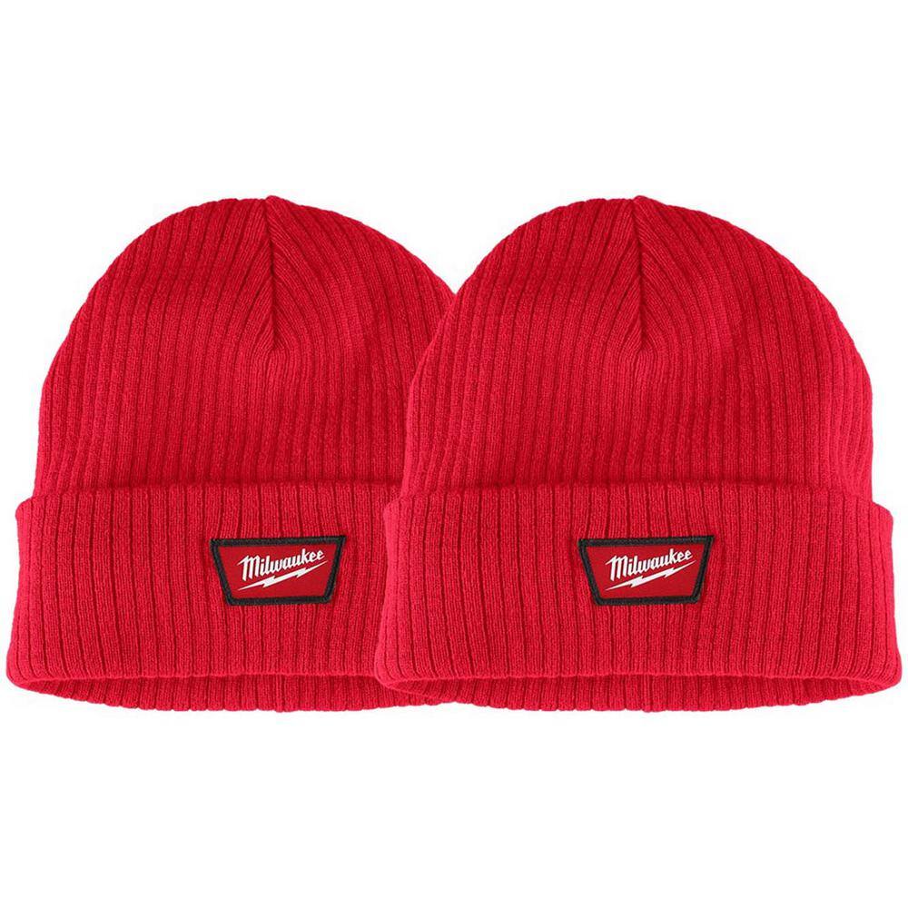Milwaukee Men's Red Rib-Knit Cuffed Beanie Hat (2-Pack) M750R-M750R ...