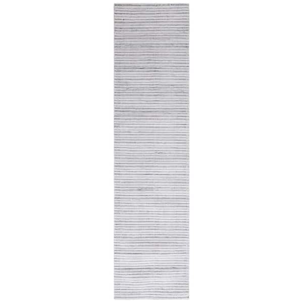 SAFAVIEH Elements 2 ft. x 9 ft. Ivory Striped High-Low Runner Rug ...
