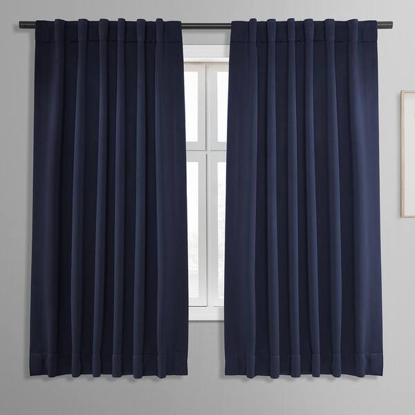 Exclusive Fabrics & Furnishings Navy Blue Rod Pocket Room Darkening ...