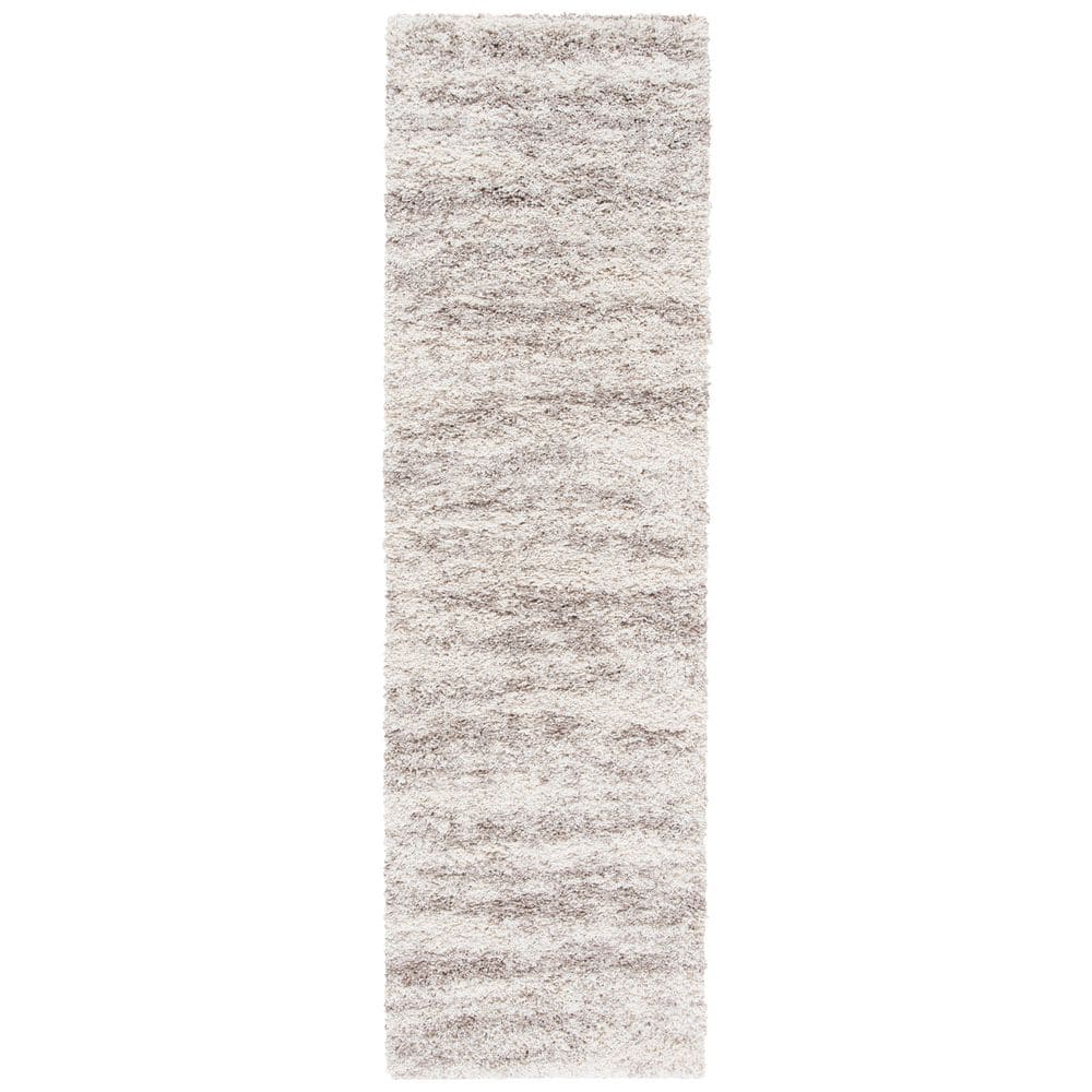 SAFAVIEH Hudson Shag Ivory/Beige 2 ft. x 8 ft. Marble Runner Rug ...