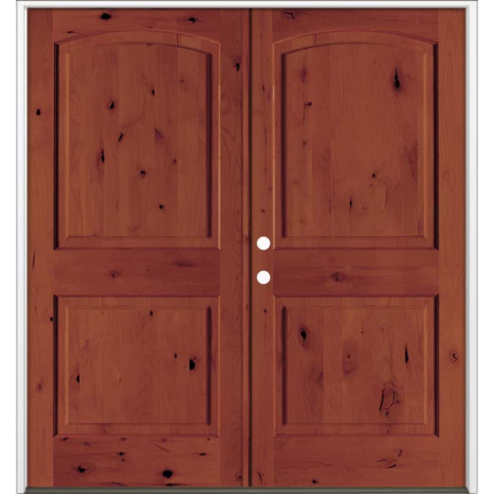 Krosswood Doors 72 in. x 80 in. Rustic Knotty Alder 2-Panel Arch-Top ...