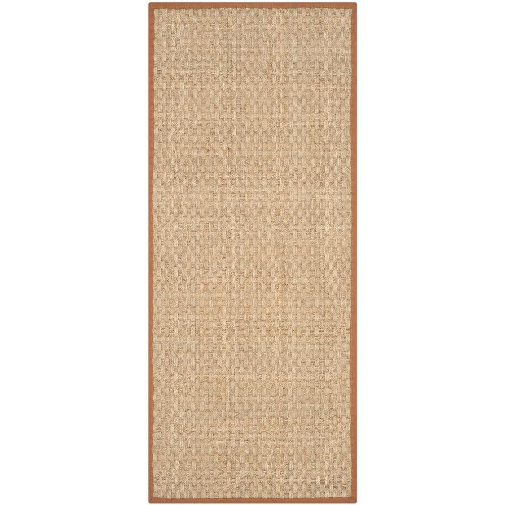 SAFAVIEH Natural Fiber Natural/Brown 3 ft. x 6 ft. Border Woven Runner ...