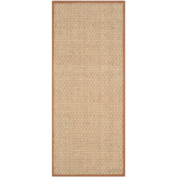 SAFAVIEH Natural Fiber Natural/Brown 3 ft. x 8 ft. Border Woven Runner ...