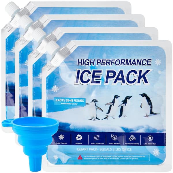 Reusable Ice Packs for Cooler, 4 Pack Freezer Ice Packs for Lunch Boxes ...
