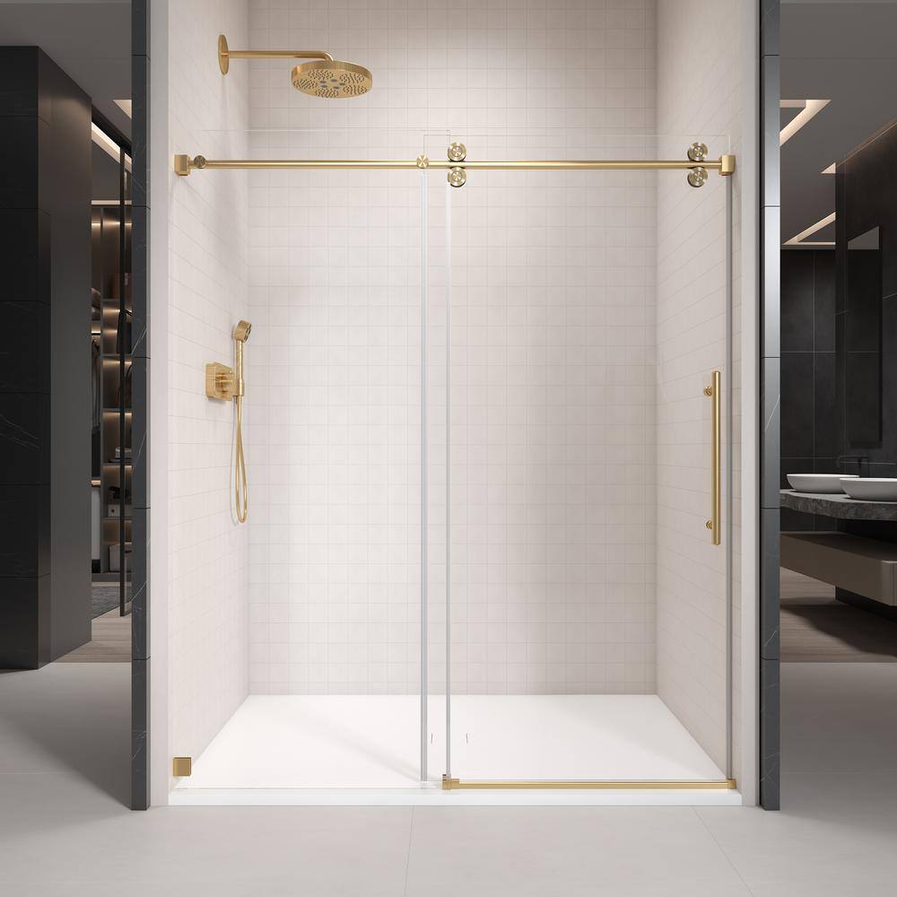 Xzkai 48 in. W x 76 in. H Single Sliding Frameless Shower Door with 3/8 ...