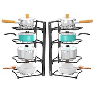 Numhew 8-Tier 21 in. H Black Adjustable Standing Pot Rack, Heavy Duty ...