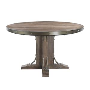 54 in. Wide Natural Wood Farmhouse style Round Dining Table DTR