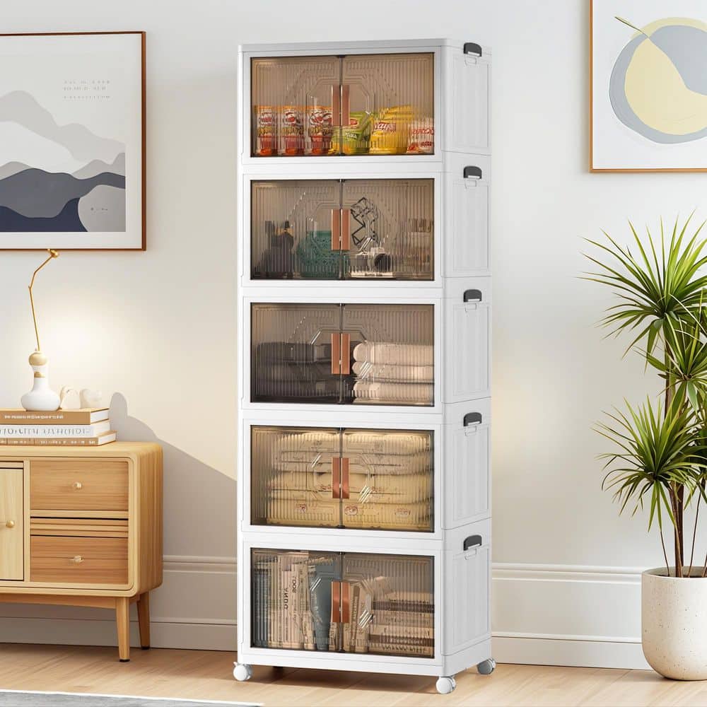 Reviews for VECELO 5-Tier Foldable Stackable Accent Storage Cabinet ...