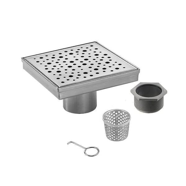 Elegante Drain Collection 6 in. Square Stainless Steel Shower Drain ...