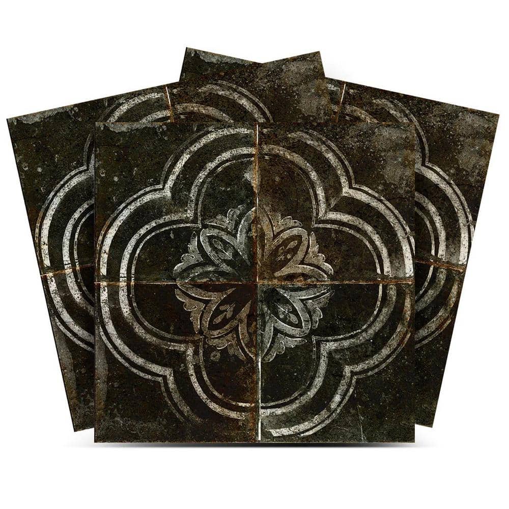 MI ALMA Black anf Gray R55 5 in. x 5 in. Vinyl Peel and Stick Tile (24 ...