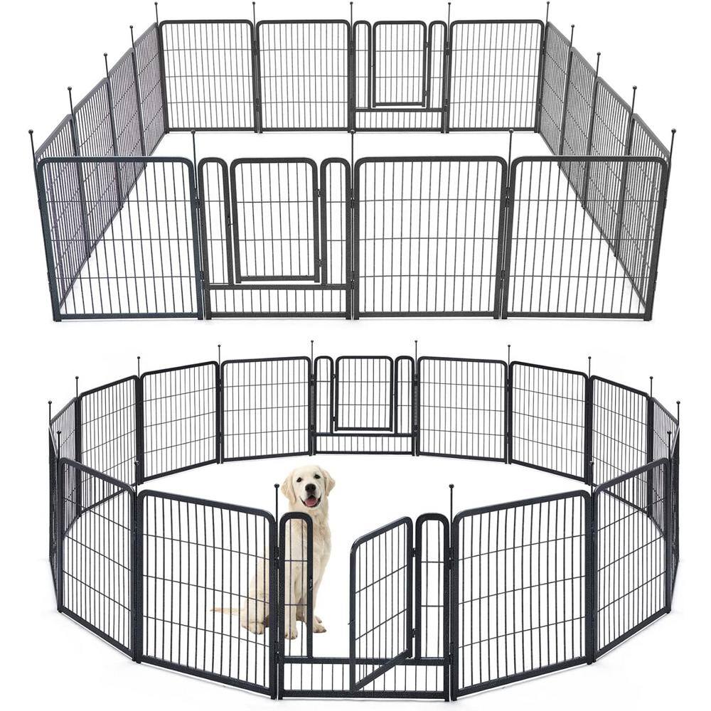 16 Panels Outdoor/Indoor Foldable Dog Playpen Metal Portable Pet/Dog ...
