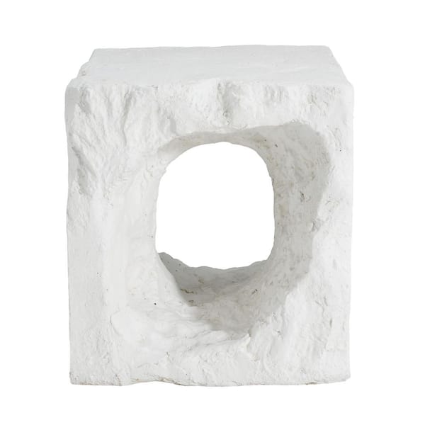 White Arst Cave Inspired Cement Outdoor Side Table ST-110309W-N - The ...