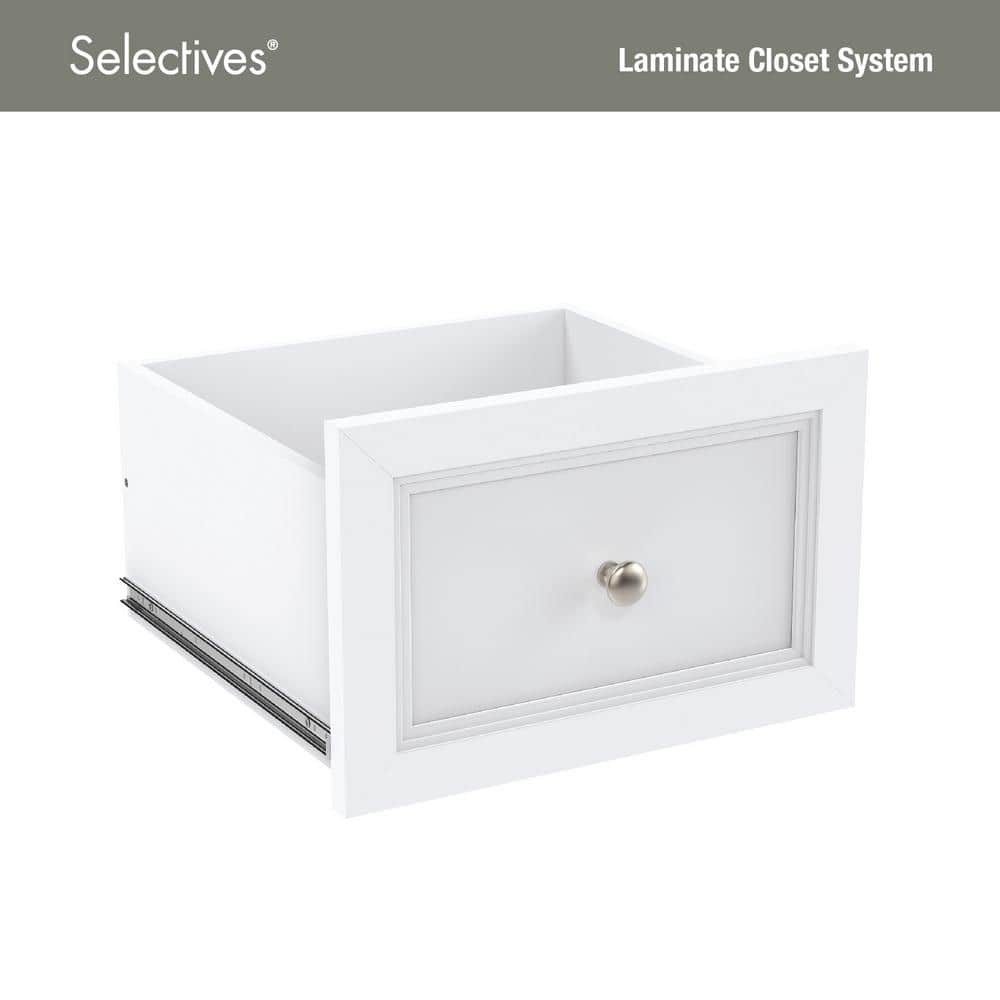 ClosetMaid Selectives 10 in. H x 15 in. W White Wood Drawer with Silver ...