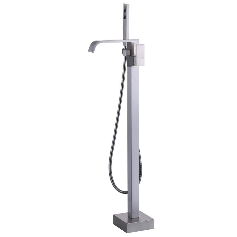 ARCORA 1-Handle Free Standing Tub Faucet with Hand Shower in Brushed ...
