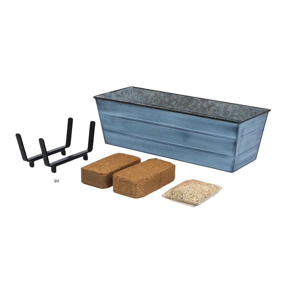 ACHLA DESIGNS 24" W Medium Nantucket Blue Wrought Iron Indoor Oudoor ...