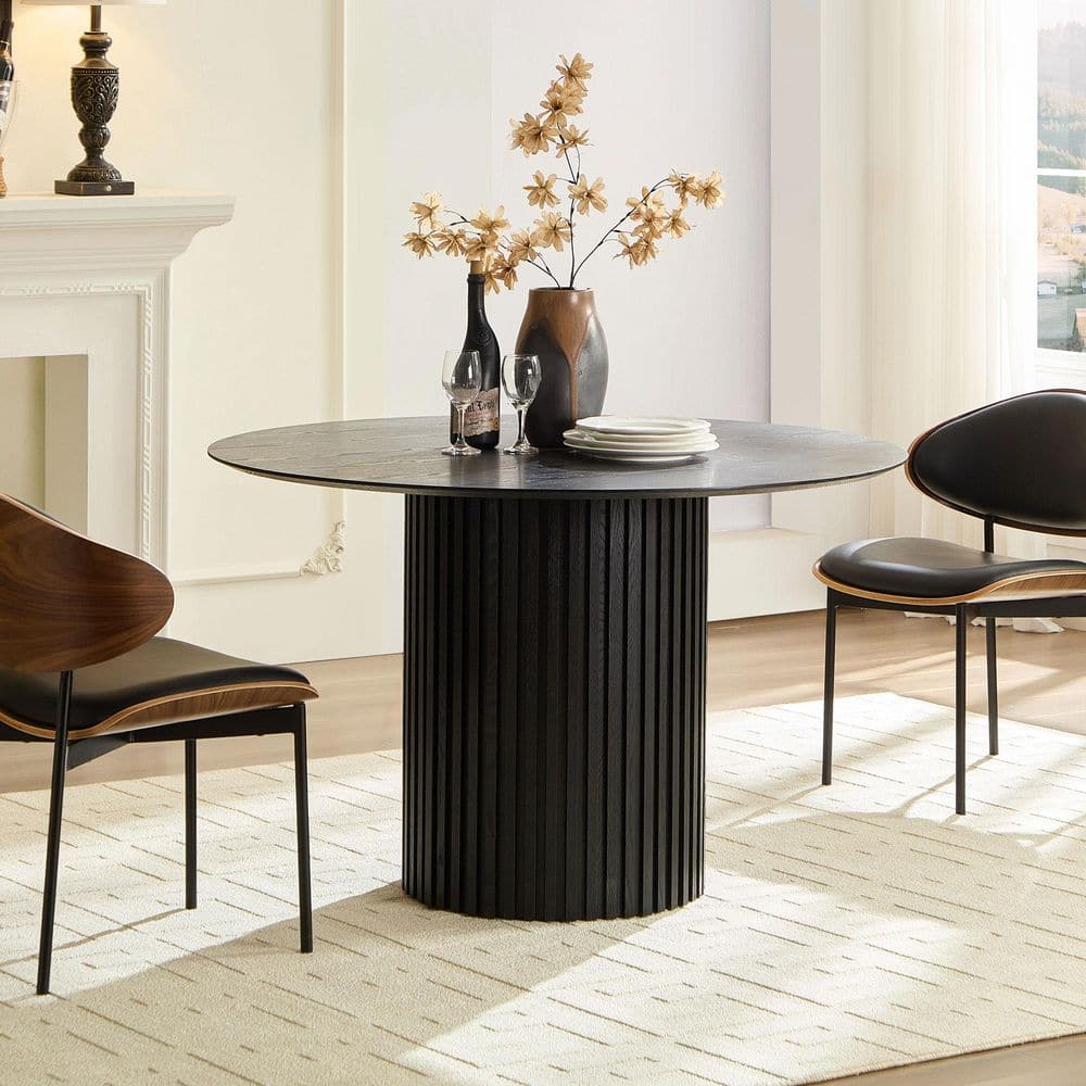 Noble House Timothea Mid Century Modern Black Wood 46.45 in. W Column ...