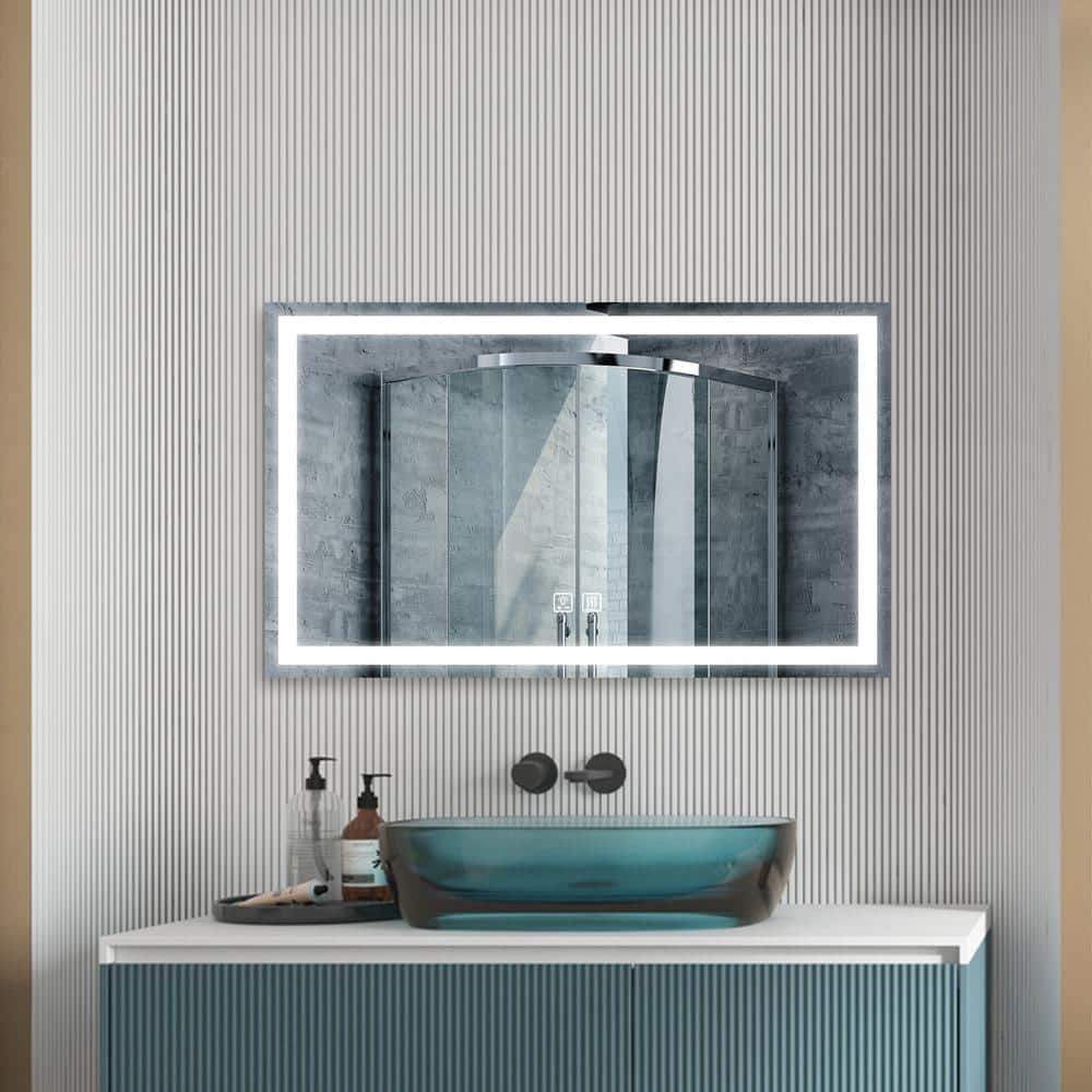 HOMLUX 40 in. W x 24 in. H Rectangular Frameless LED Light with 3 Color ...