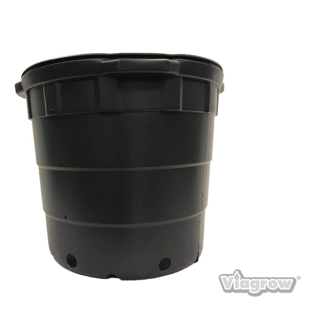 Hydroponics Organic 10 Gal. 39.8 qts. Black Round Plastic Nursery Pots ...