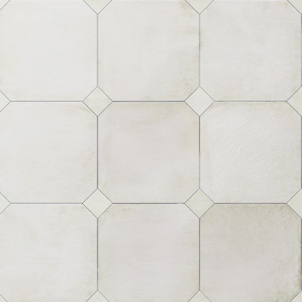 Merola Tile Laverton Octagon Nieve with Taco Nieve 8 in. x 8 in ...
