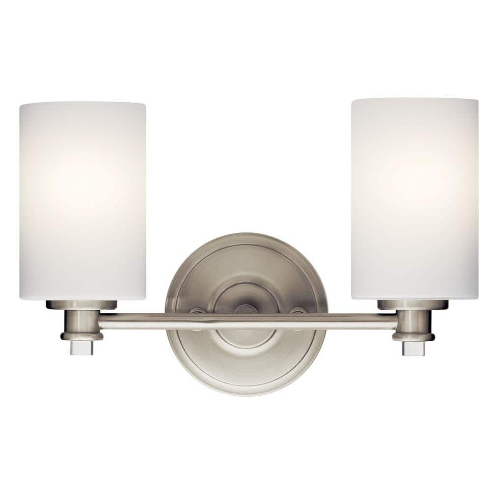 KICHLER Joelson 14 in. 2-Light Brushed Nickel Transitional Bathroom ...